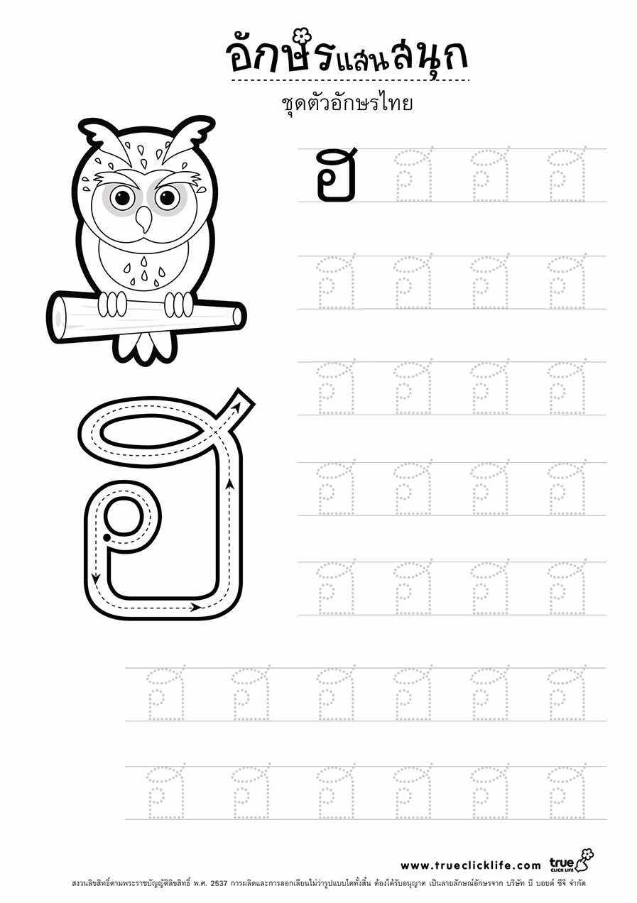 Apprendre l’alphabet thaï – cours d’écriture et lecture 44 (fin) – lettre ฮ